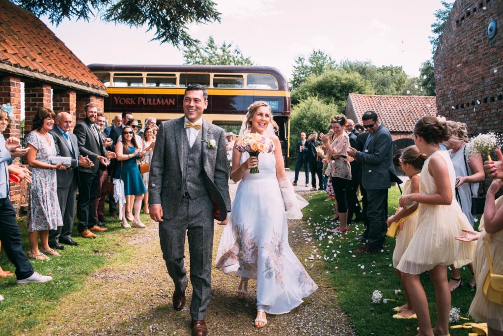 A vintage village hall wedding with the most beautiful 1970s wedding dress at Tithe Barn ...