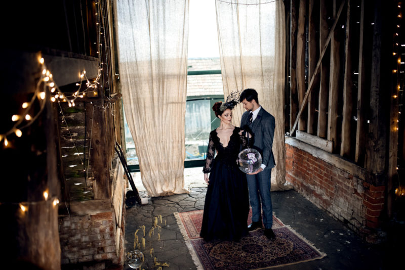 Alternative Gothic Wedding styling with dark spring vibes at Lodge Farm