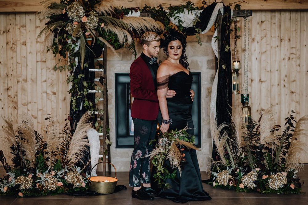 Boho Gothic Wedding With Black Wedding Dress at Roodlea Barn Ayrshire ...